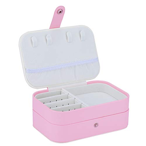 DIFFLIFE Jewelry Organizer Box,2019 New Jewelry Storage Organizer Mirrored Mini Travel Case Lockable Black Faux Leather for Valentine's Day Gift Beads, Rings, Earrings (Pink Flower) (YUNDA1998)