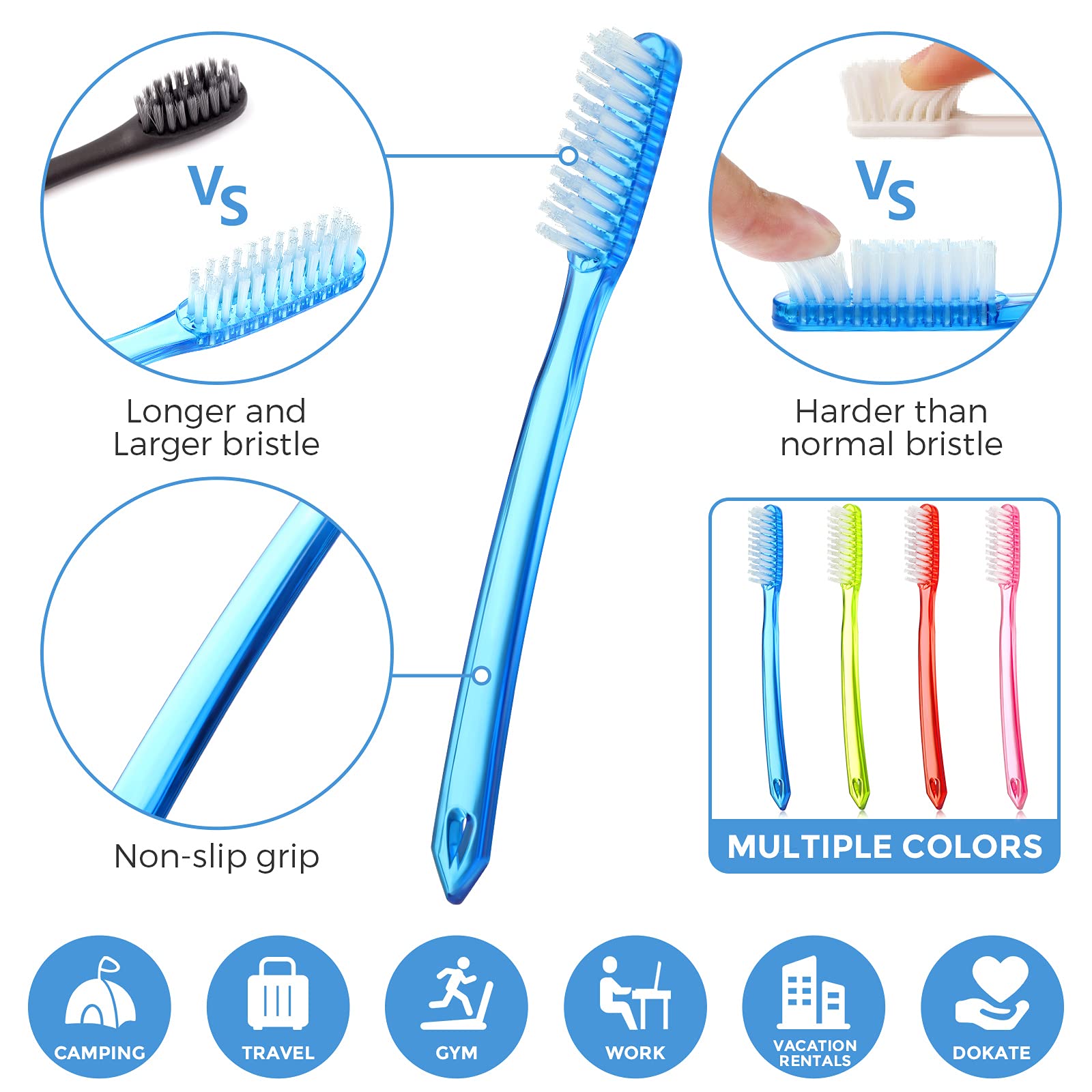 Zopeal Extra Hard and Firm Toothbrush for Adults Bulk Huge Head Bristle Full Head Manual Toothbrush for Cleaning(8 Pieces)