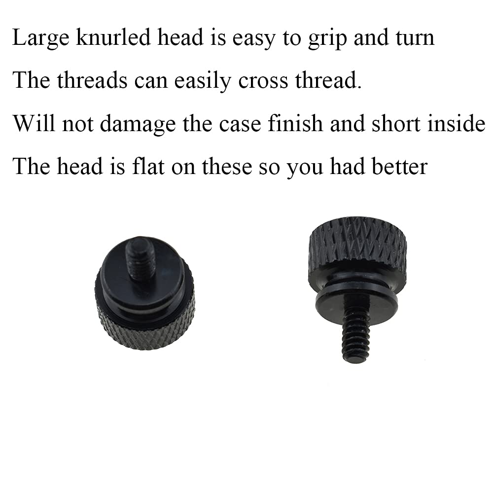 Hahiyo Anodized Aluminum Thumbscrews 6#-32 Thread Size Large Knurled Head Cage Mounts Hand Tighten Easy to Grip and Turn Not Damage Inside Sturdy, Black 10pcs (2021033103-Thumbscrews)