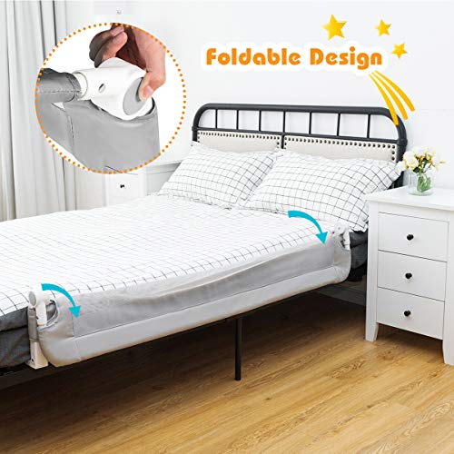 BABY JOY Double Sided Bed Rail Guard, 2 Pack, Extra Long, Swing Down for Convertible Crib, Folding Baby Safety Bedrail for Kids Twin Full Size Queen King Mattress, Rails for Toddlers (Gray, 59-Inch)
