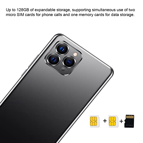 ariarly Unlocked Smartphone, IP12 PRO + 6.26in Screen Android Cellphone with Face Recognition, Dual Card Dual Standby Mobile Phone,128GB of Expandable Storage, Black