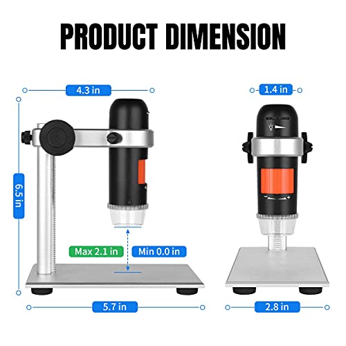 Digital USB Microscope with Polarizer, True 5MP Handheld Coin Digital Microscope with Metal Stand Compatible with Windows and MacBook for SMD Soldering Work Jewelers Coins Collection (5MP)