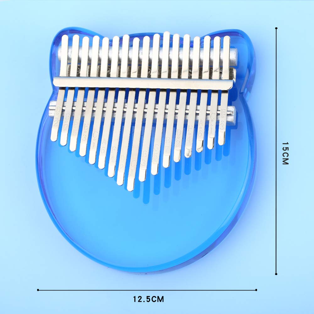 17-Key Kalimba Thumb Piano Portable Crystal Transparent ABS Mbira Keyboard Finger Piano Musical Instrument Performance (Blue)