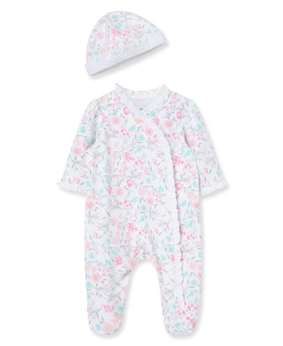 Little Me Baby Clothes & Outfits - Girls One Piece Hat & Footed Sleeper Pajamas - Newborn, Watercolor