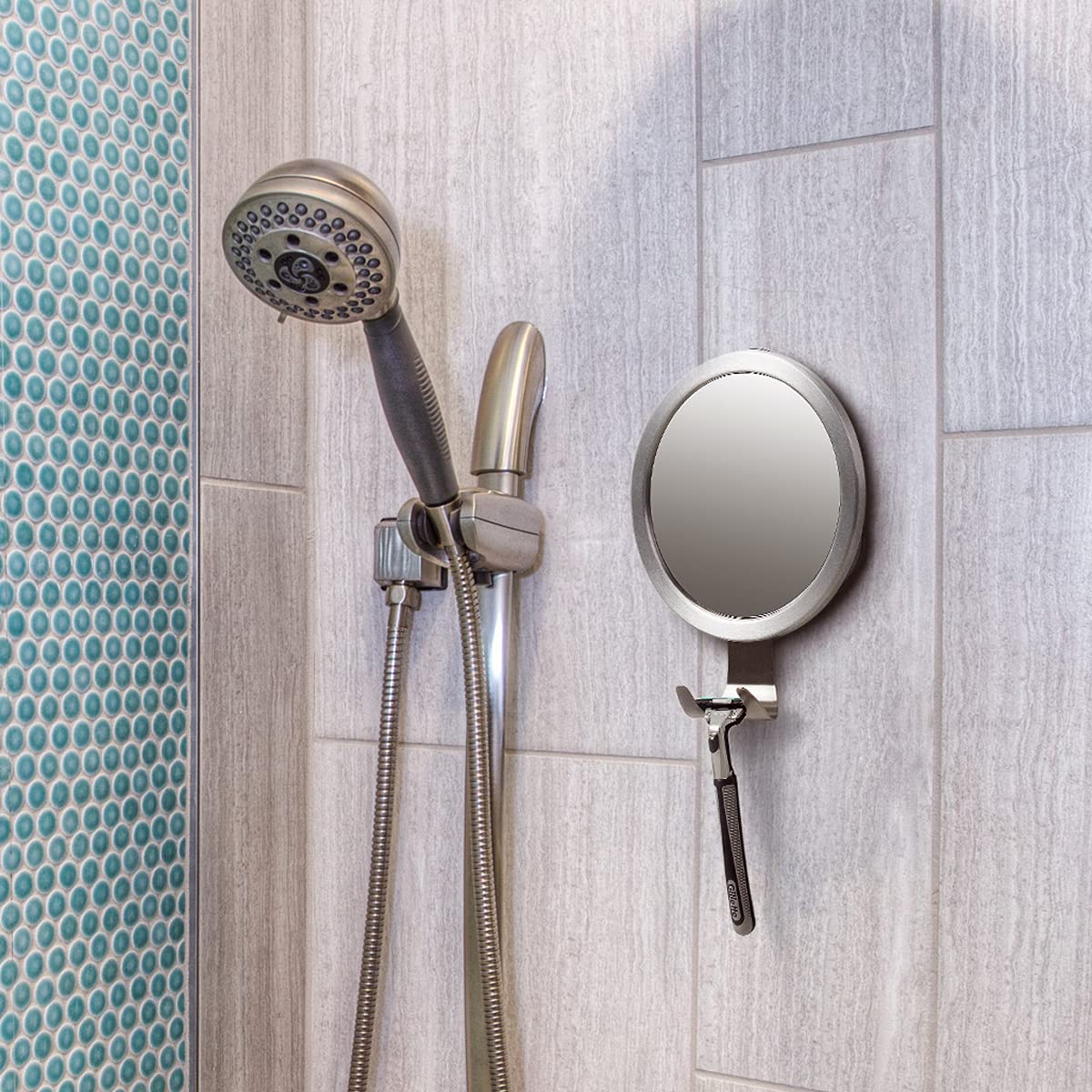 Ettori Shower Mirror Fogless for Shaving with Razor Holder, Powerful Lock Suction Fogless Mirror for Shower