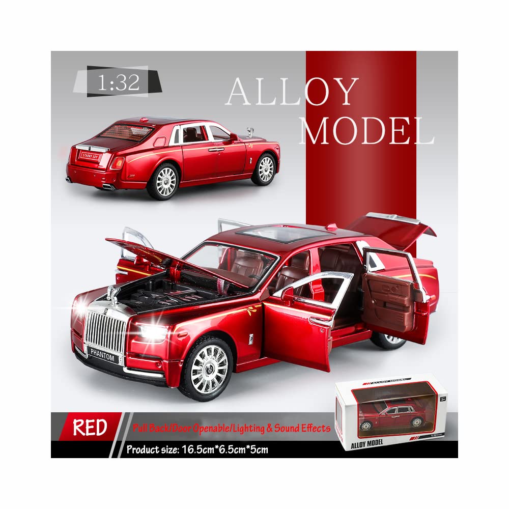 Alloy Collectible Red Rolls Royce Phantom Toy Pull Back Vehicles Diecast Model Car