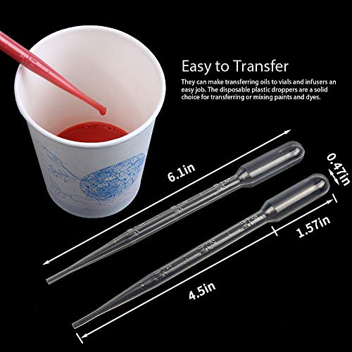CCINEE 200PCS 3ml Disposable Plastic Transfer Pipettes Calibrated Dropper Suitable for Science Laboratory