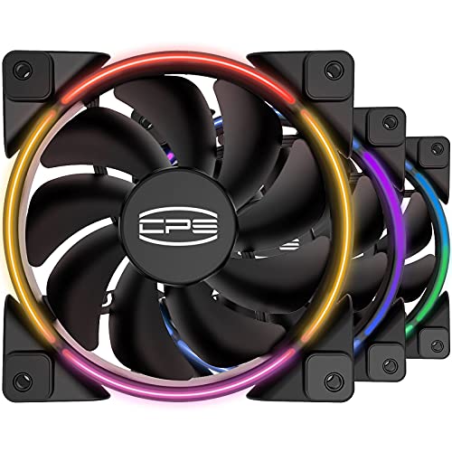 CP3 120mm Fan 3 in 1 Kit Upgrade,12cm RGB LED Computer Case Fan - PWM Cooling Fan - Dual Light Loop Quiet Fan/Multiple Light Modes for PC Case