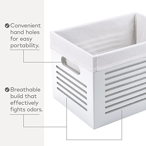 Bathroom Decor Box Toilet Paper Basket - Decorative Wooden Storage Bathroom Organizer, Vanity Storage Bin & Toilet Tank Basket Topper with Machine Washable Fabric Liner White, Extra Small