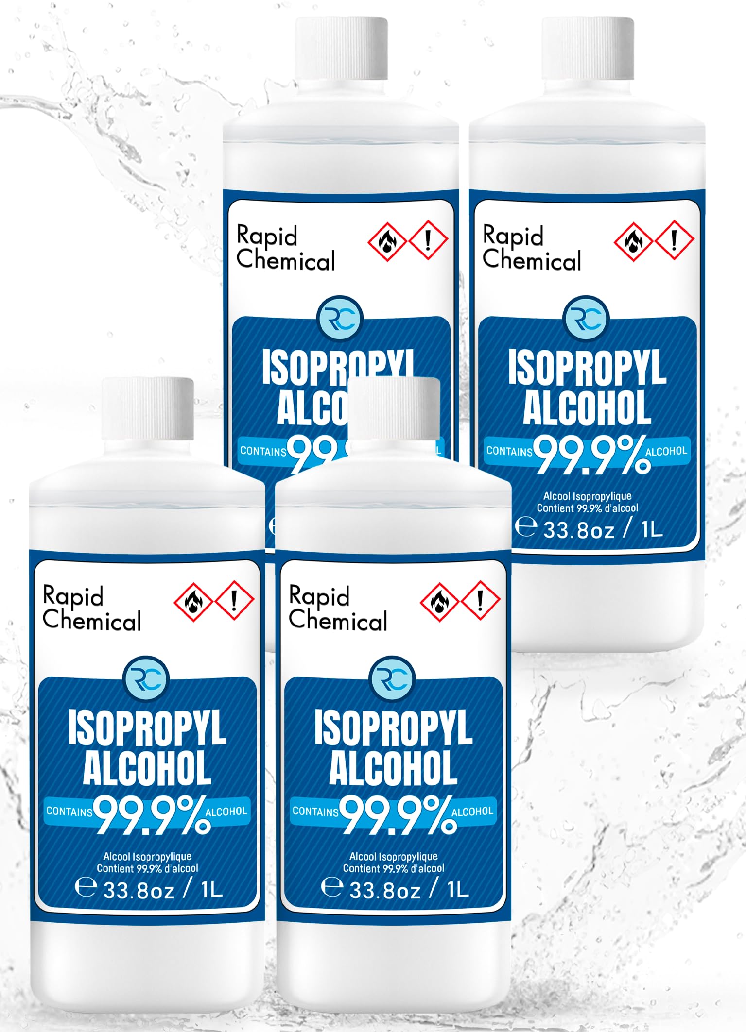 99% Isopropyl Alcohol - USP Grade - 99 Percent IPA Alcohol - 4 Pack of 1L (4 x 33.3 fl oz)