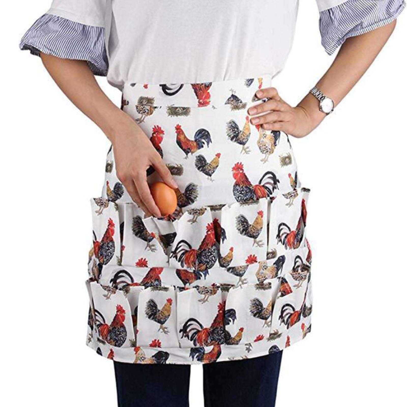 Sefiron Chicken Egg Collecting Apron,12 Deep Pockets for Hense,Duck,Goose Eggs