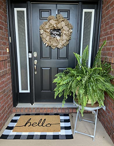 Buffalo Plaid Rug 2 x 3 ft Black White Checkered Door Mats for Entry Way, Front Porch, Kitchen, Farmhouse Carpet Cotton Washable Hand Woven Outdoor Rug