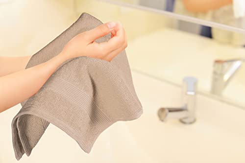 BELIZZI HOME Ultra Soft 6-Piece Hand Towel Set 16x28-100% Ringspun Cotton - Durable & Highly Absorbent Hand Towels - Ideal for use in Bathroom, Kitchen, Gym, Spa & General Cleaning - Tan