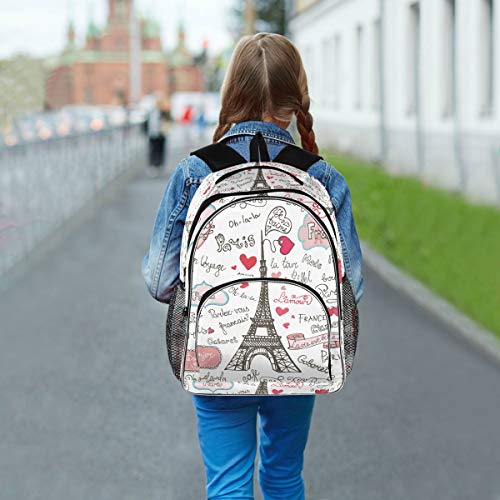 ALAZA Paris Badges French Eiffel Tower Love Laptop Outdoor Backpack for Women Men,Fits Under 15.6 Inch Laptop
