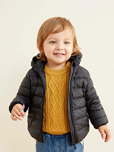 BFUSTYLE Kids Winter Coat Black Girl Boy Down Alternative Jacket Toddler Ultralight Clothing Halloween Christmas Birthday Gift (Black, 18-24 Months)