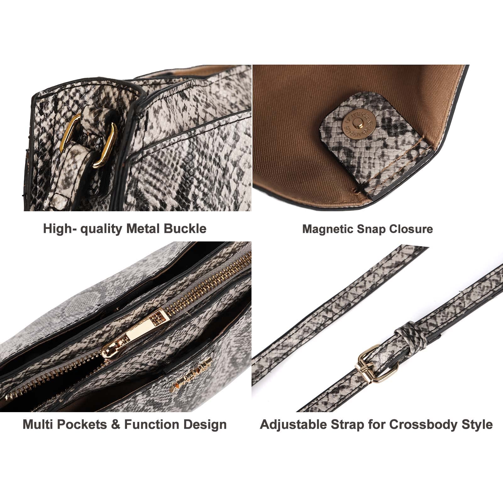AFKOMST Small Crossbody Bags for Women Snakeskin Shoulder Purse and Handbag Faux Leather