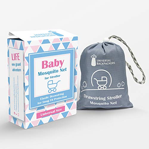 Baby Mosquito Net for Stroller, Carrier & Bassinet β Elastic Drawstring for Snug Fit Netting - Infant Bug Net for Jogger, Car Seat & Pack N Play β 1000 Mesh Toddler Canopy & Gift Packaging