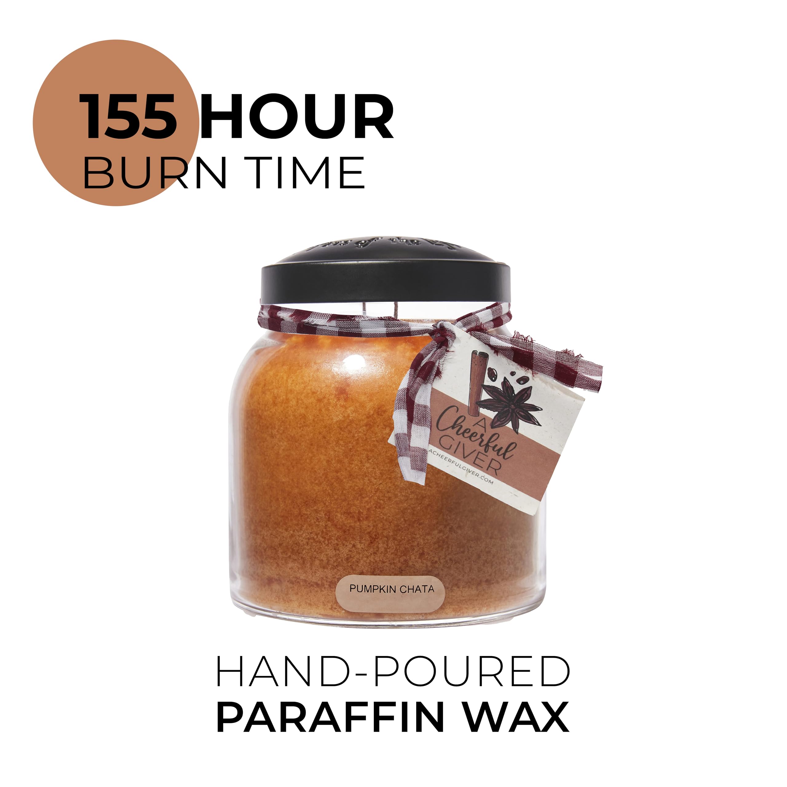 A Cheerful Giver - Pumpkin Chata - 34oz Papa Scented Candle Jar with Lid - Keepers of the Light - 155 Hours of Burn Time, Gift for Women, Orange