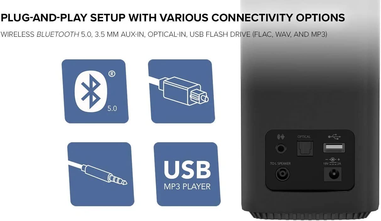 Creative Labs 51MF1690AA002 T100 2.0 Bluetooth Speaker System - 40 W RMS - 50 Hz to 20 kHz - USB - Compact Hi-Fi Wireless Desktop PC Speakers (Renewed)