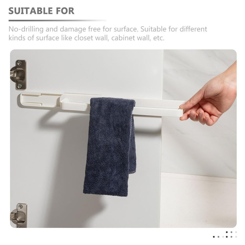 2pcs Sliding Rack Hand Towel Rack Punch Towel Wall Mounted Towel Holder Bathroom Towel Rods Coat Hangers Space Saving Towel Bar Organizer Stand Baby Rag Rack White Abs Scarf