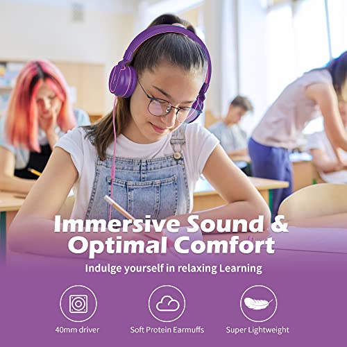 AILIHEN C8 Wired Headphones with Microphone and Volume Control & AILIHEN I35 Kid Headphones Volume Limited 93dB for School Online Course Chromebook Cellphones Tablets