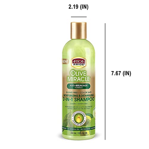 African Pride Olive Miracle 2-in-1 Shampoo and Conditioner, 12 Ounce
