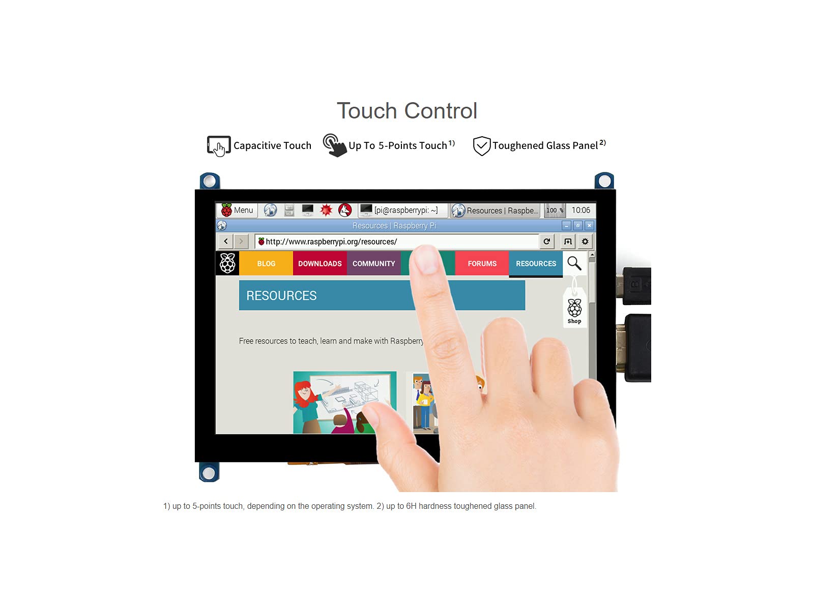 waveshare 5 inch Capacitive Touch Screen TFT LCD Display Toughened Glass Panel 800x480 5inch HDMI H V4 LCD for Raspberry Pi 4B/3B+/3B/Zero/Zero W WH,PC,Support VariousSystems