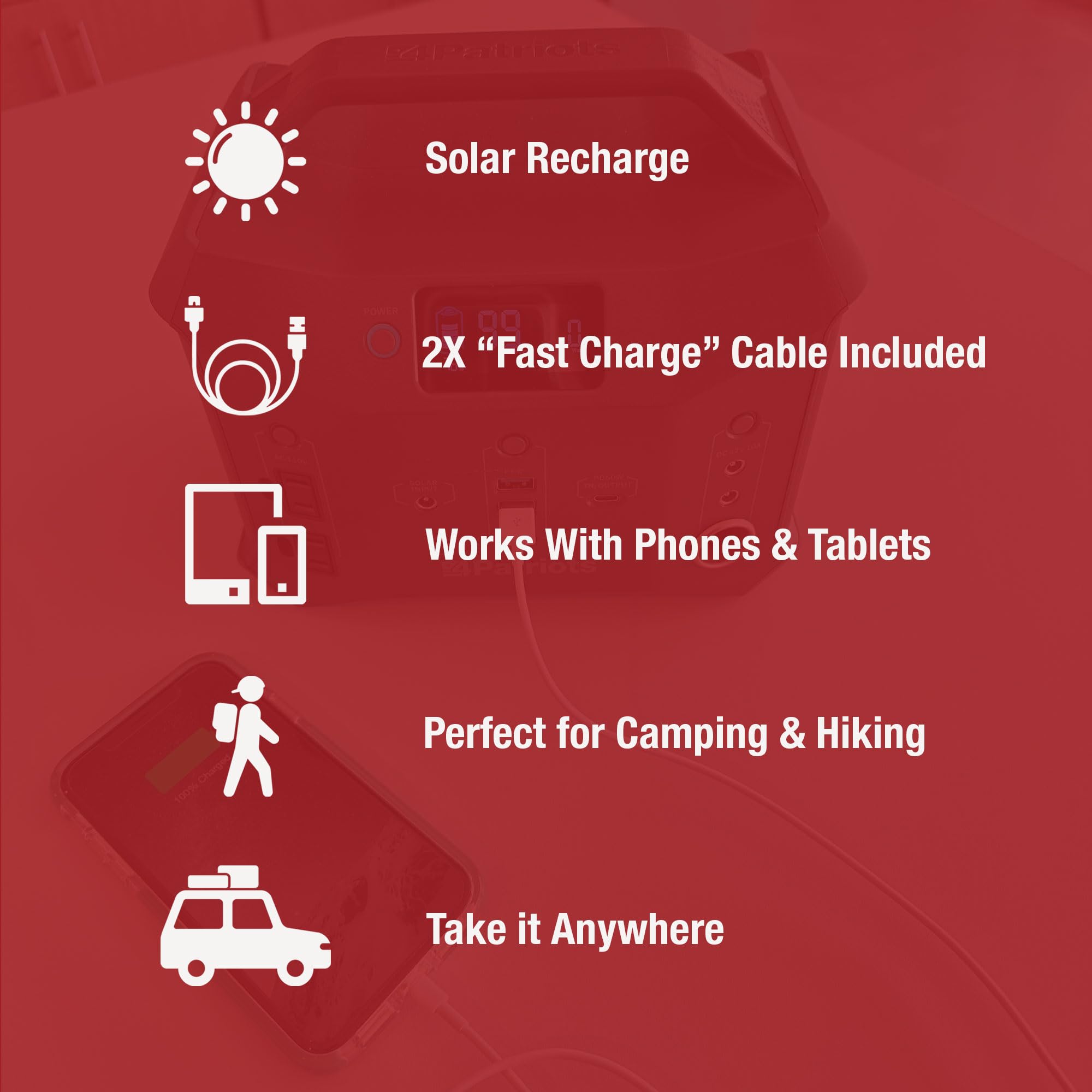 4Patriots Patriot Power Sidekick Solar Generator, 300wH Portable Power Station with 40 Watt Solar Panel, AC Fast Charging in 5 Hours, Dual 110V AC Outlets, Only 8 Lbs, Perfect for Camping Accessories