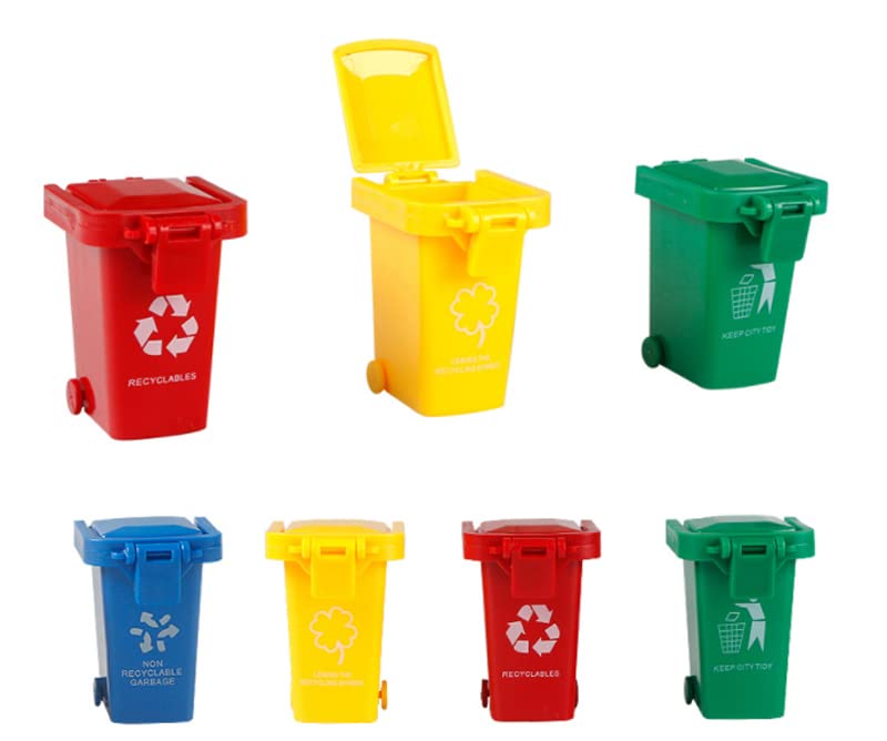 AITING Kids Push Toy Vehicles Garbage Truck's Trash Cans Toys Mini Curbside Vehicle Garbage Bin