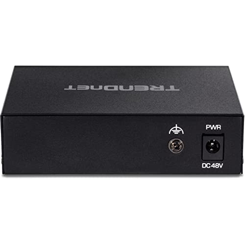 TRENDnet 5-Port Unmanaged Gigabit PoE+ Switch, 4 x Gigabit PoE+, 1 x Gigabit Port, 10Gbps Switching Capacity, 35W PoE Power Budget, Metal Network Ethernet Switch, Fanless, Black, TE-GP051