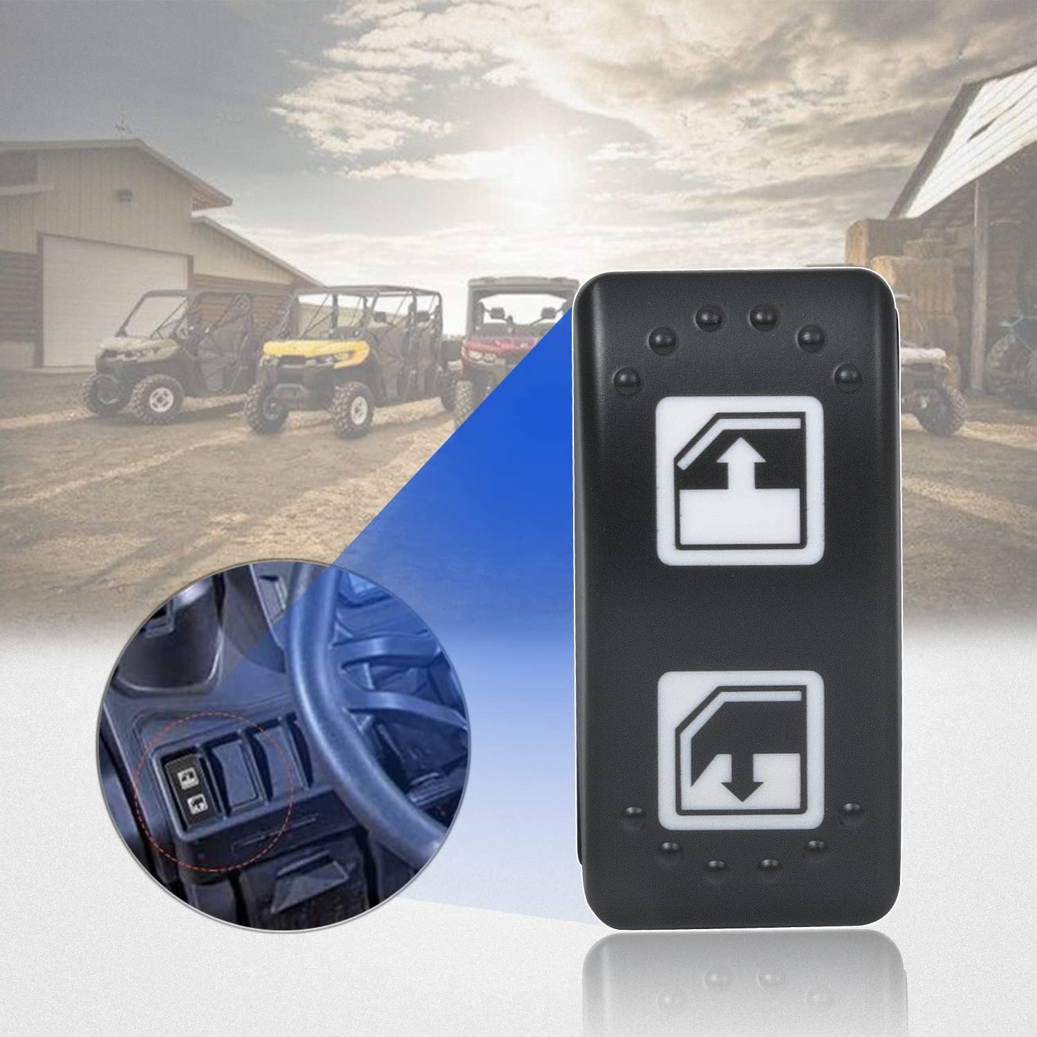 2 Pack Left Hand Power Window Switch Compatible with 2016-2019 Can-Am Defender HD8/HD10, 2018-2019 Can-Am Defender Max HD8/HD10 Power Window Lift Switch Replaces 710004979, 705800048
