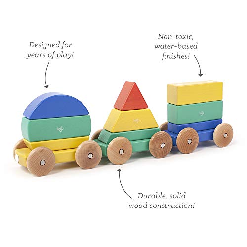 9 Piece Tegu Magnetic Shape Train Building Block Set, Rainbow