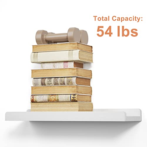 Alsonerbay White Floating Shelves, Floating Shelves Wood for Wall Storage, Wall Shelf for Bedroom, Living Room, Bathroom, Kitchen, Office and More, Set of 3