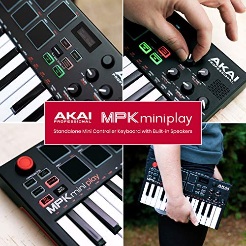 AKAI Professional MPK Mini Play – USB MIDI Keyboard Controller With a Built in Speaker, 25 mini Keys, Drum Pads and 128 Instrument Sounds
