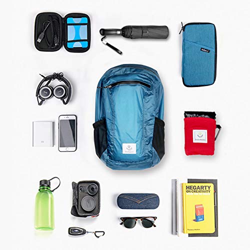 4Monster Hiking Daypack,Water Resistant Lightweight Packable Backpack for Travel Camping Outdoor (Blue, 16L)