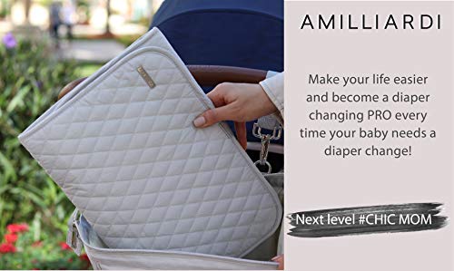 Portable Diaper Changing Pad Stylish & Chic by AMILLIARDI for Travel w/Baby, Infant & Newborn, Changing Mat Portable (Grey)