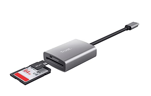Trust Dalyx Fast USB Cardreader, Fast USB 3.2 Gen 1 with USB-C Connector, 104 MB/s with Compatible UHS-I Cards, (Micro) SD, SDHC and SDXC up to 2 TB, MacBook, PC, Laptop, Chromebook