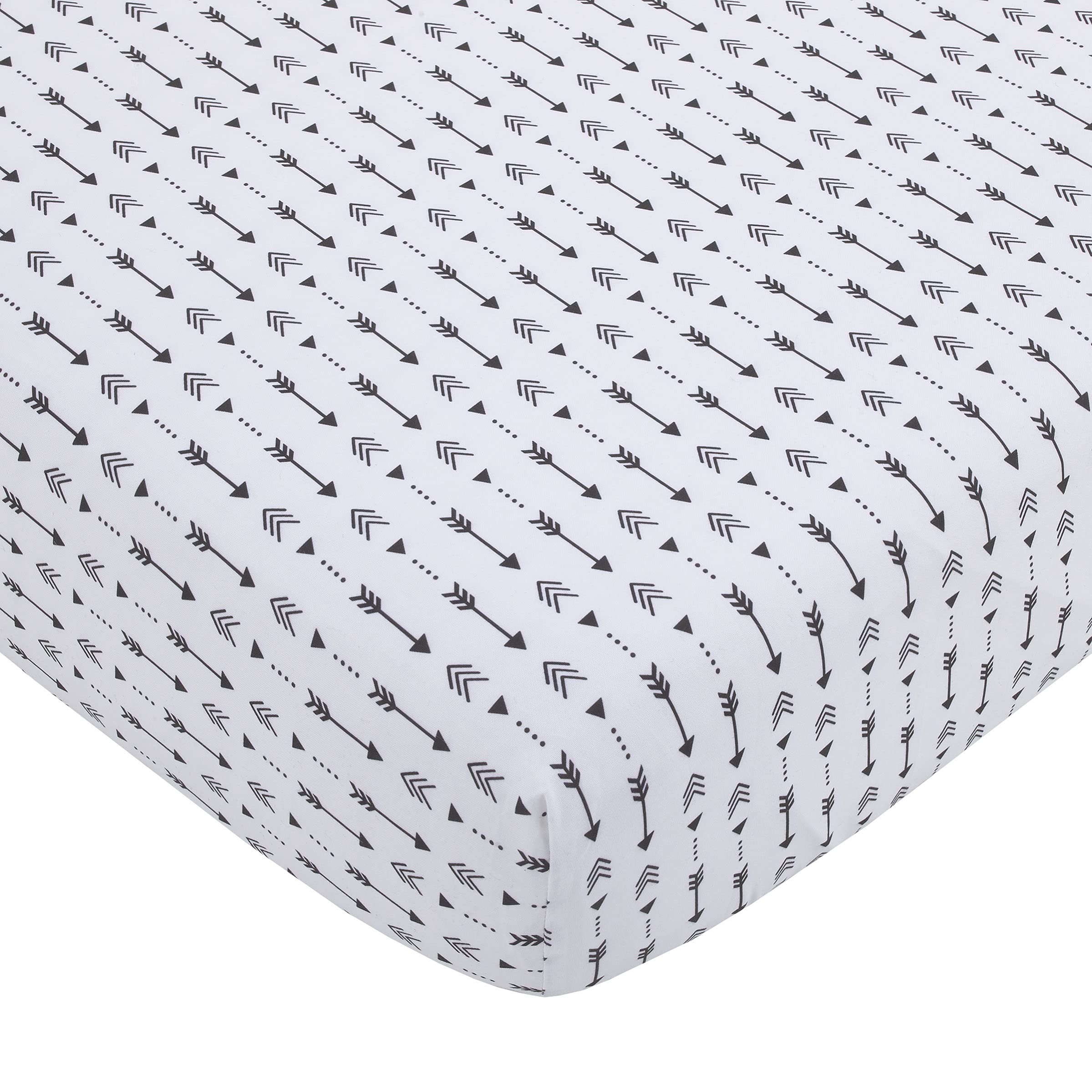NoJo Little Love Little Man Cave Ivory and Black Arrows Nursery Fitted Crib Sheet