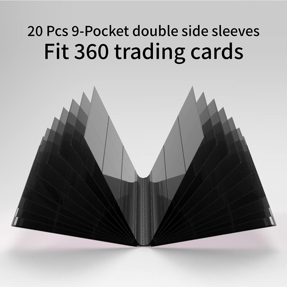 Alteagle 9 Pocket Trading Card Binder, 360 Side Loading Pocket Album for TCG (Pink)
