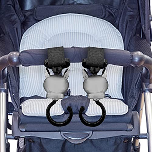 2Pcs Stroller Hooks Hooks Adjustable Multifunctional 360 Degree Rotate Accessories Holder Clips for Groceries Purse Diaper Bags