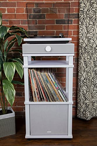 Andover Audio SpinStand Rack for Records and Audio Components - Metal-Reinforced, Holds 150 LPs, Optimum Height & Storage Space, Ideal for Turntables, Vinyl, Spinbase, and Hi-Fi Systems - White