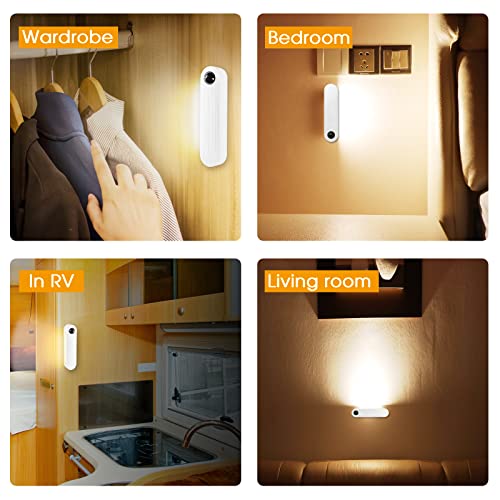 AIMILAR Rechargeable Motion Sensor Night Light Dimmable LED Night Lights for Kids Bedrooms USB Chargeable Magnetic Nightlights for Kids Room Bathroom Cabinet Closet Hallway (2 Pack) (White)