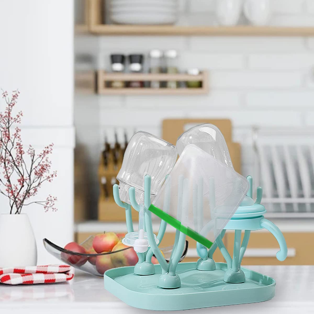 16 Branches Baby Bottle Drying Rack Bottle Dryer Holder for Reusable Baggies, Nipples, Cups, Pump Parts and Accessories
