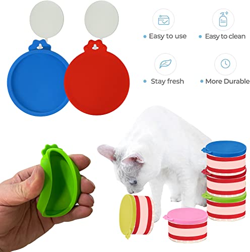 AQSXO 7 Pcs Food Can Lids Pet Can Covers, Silicone Small Pet Food Can Lids Covers for 3 oz 2.5 oz Cat Food Cans.