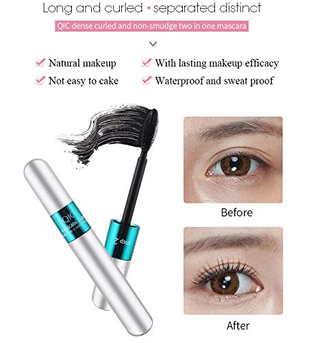 3PCS 4D Silk Fiber Lash Mascara,2 in 1 Mascara Thrive Liquid For Natural Lengthening And Thickening Effect,no clumping Superstrong Waterproof Mascara for Long-Lasting,Beauty Charming Eye Make up