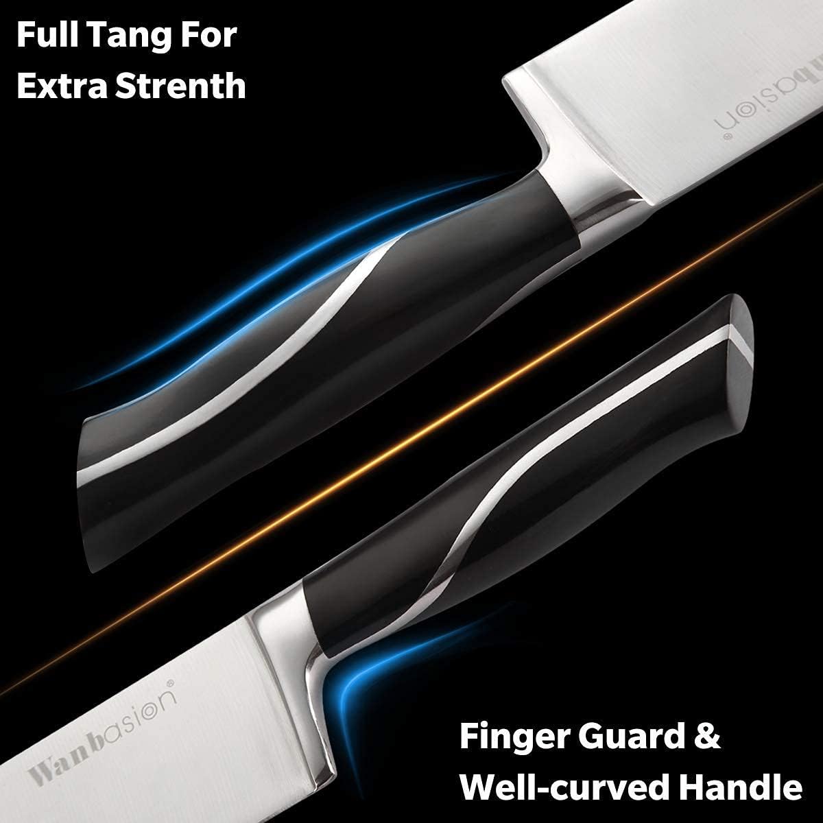 Wanbasion Chef Knife Professional 8 inch, Stainless Steel Kitchen Knife with Finger Guard, Sharp Knife for Cutting Meat