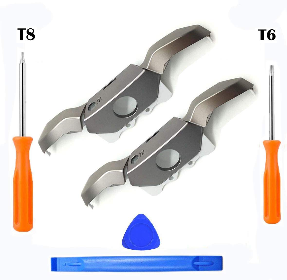 Akiimy Replacement 2 Sets Silver New LB RB Bumpers Triggers Parts with T8 T6 Screwdriver Repair Tool for Xbox One Elite Controller & with a 3.5mm Jack Replacement Bumpers