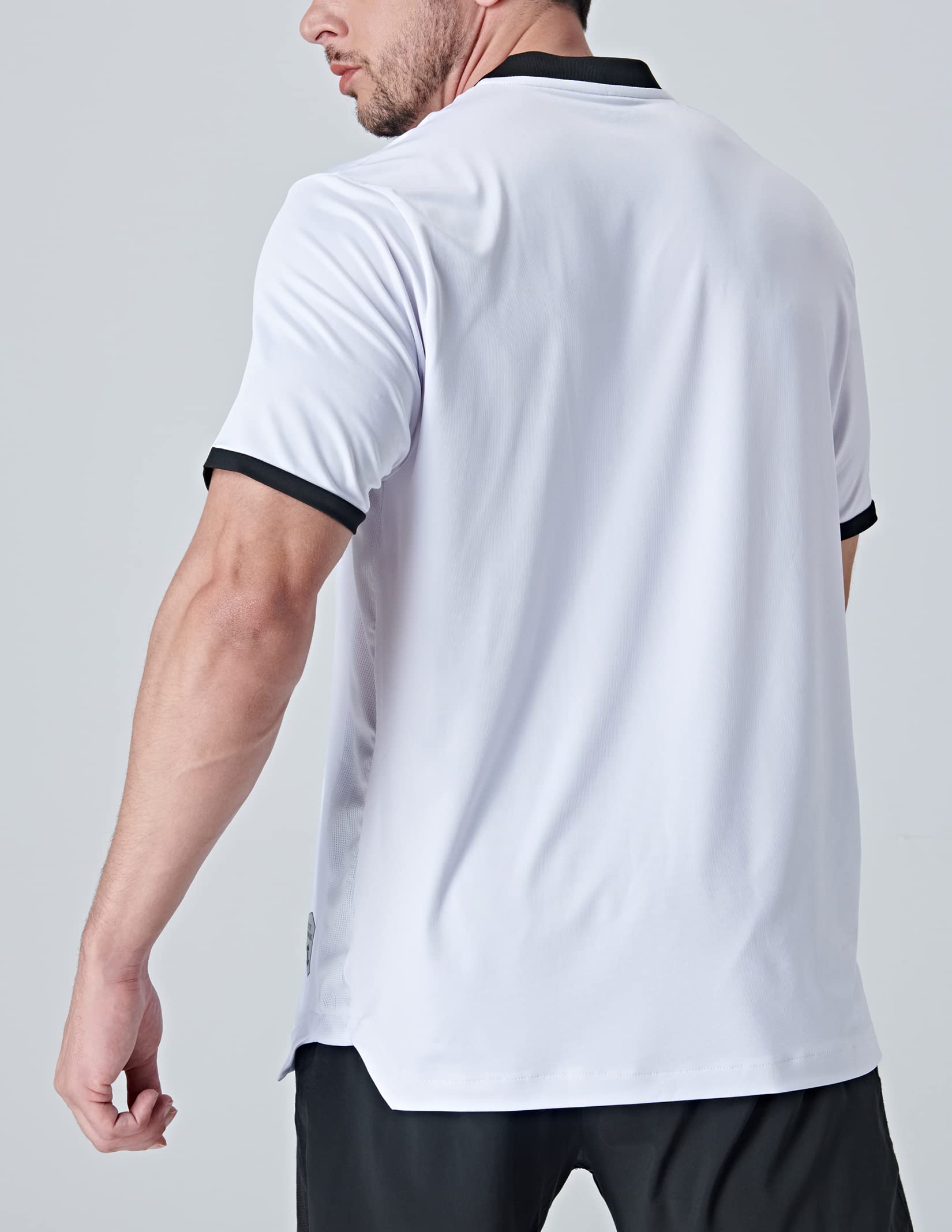 2 Pack Mens Soccer Shirts Sports Jersey Black/White Dry Fit Athletic Training Tees (Set 1, Medium)