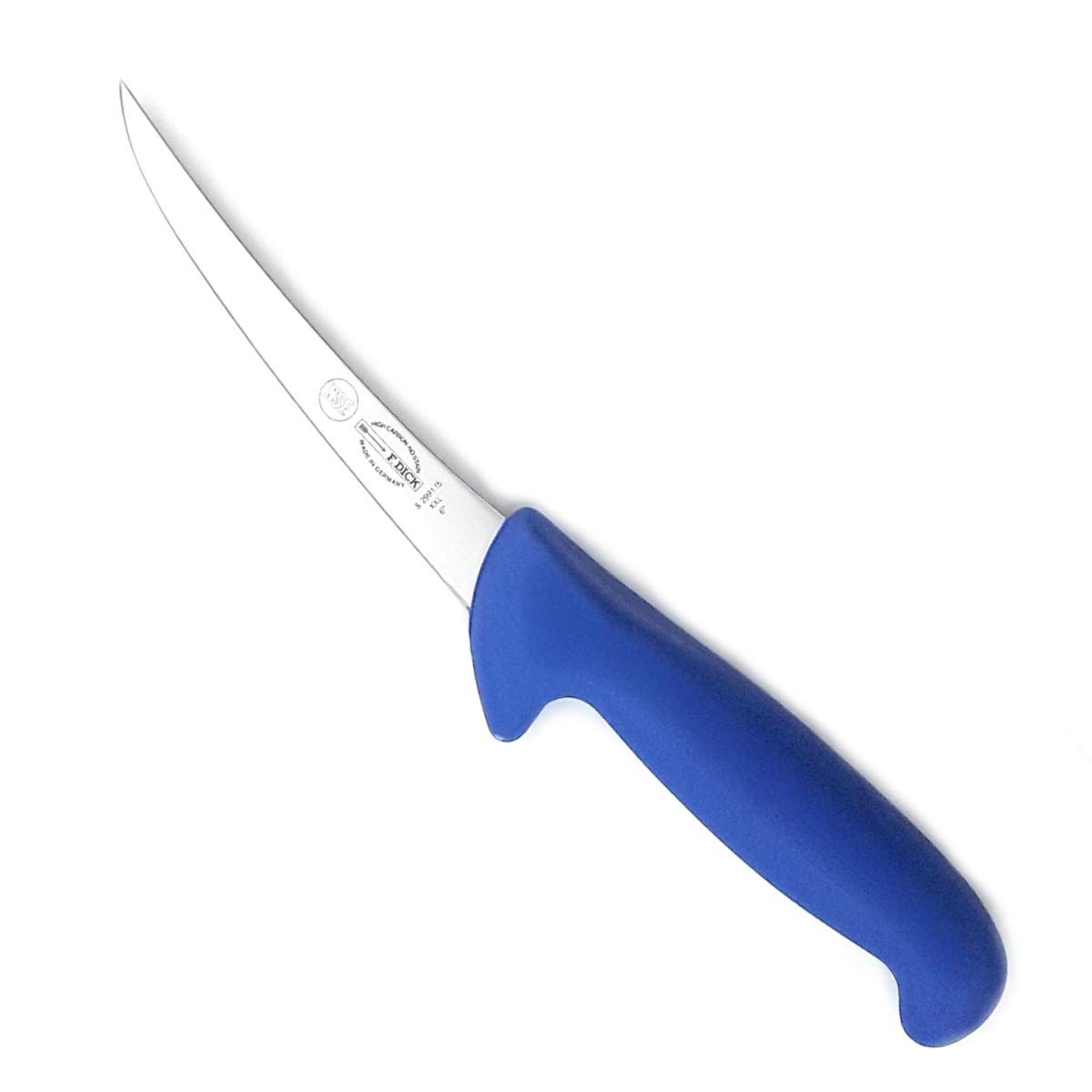 F. Dick Ergogip 6" Curved Stiff Boning Knife w/ Extra Large Handle - German Made - High Carbon Stainless Steel Blade - NSF Certified