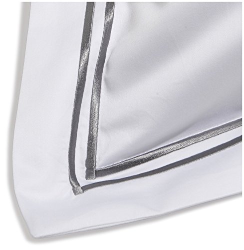 Amazon Brand β Pinzon 400-Thread-Count Egyptian Cotton Sateen Hotel Stitch Sham - King, Silver Grey